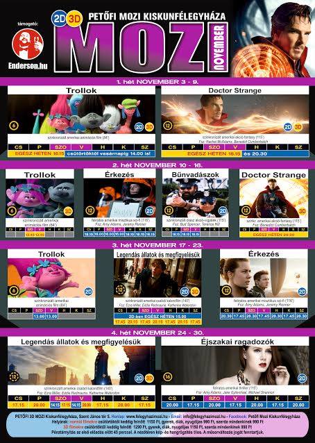 Petőfi Mozi november havi műsora | Programok | infoKiskunfélegyháza